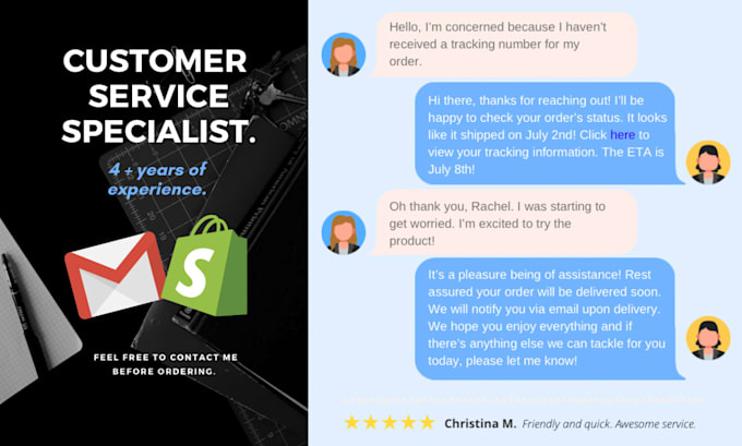 Be your customer service representative by Racheltavarez1 | Fiverr