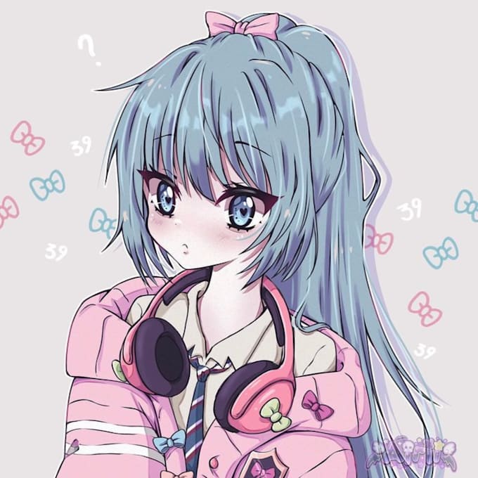 Draw an anime style portrait icon or profile pic by Airii_exe | Fiverr