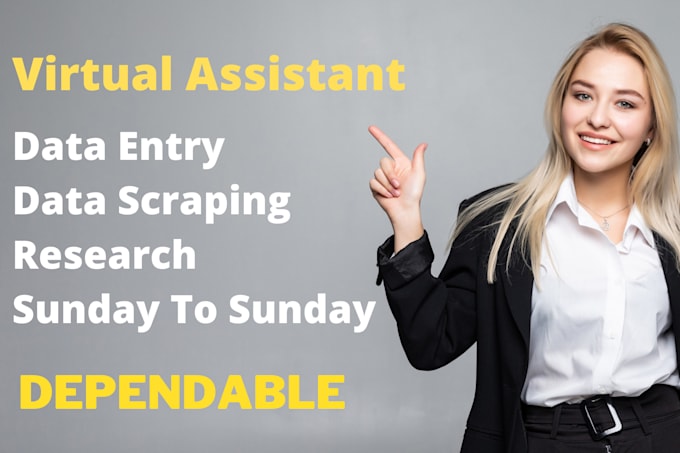 Be your dependable virtual assistant data entry, scraping from sunday to sunday by Rainakanwal ...