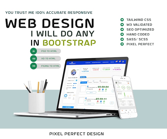 Do web design psd, xd, figma to html by Sumaiya_design | Fiverr