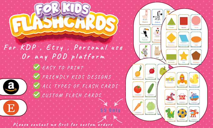 Design printable all type of flashcards for kids for any pod platform ...