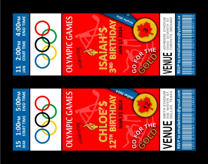 Customize this olympic party invitation for you by Legendary10 | Fiverr