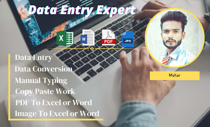 Do data entry, typing, convert jpeg or pdf to word or excel by Mahar ...