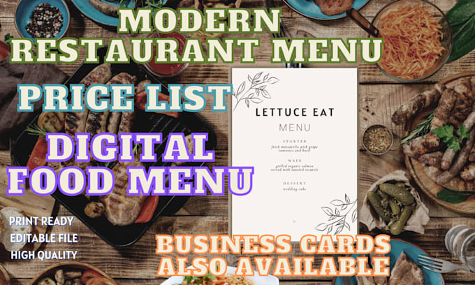 Design digital restaurant menu, food menu, business card and price list ...
