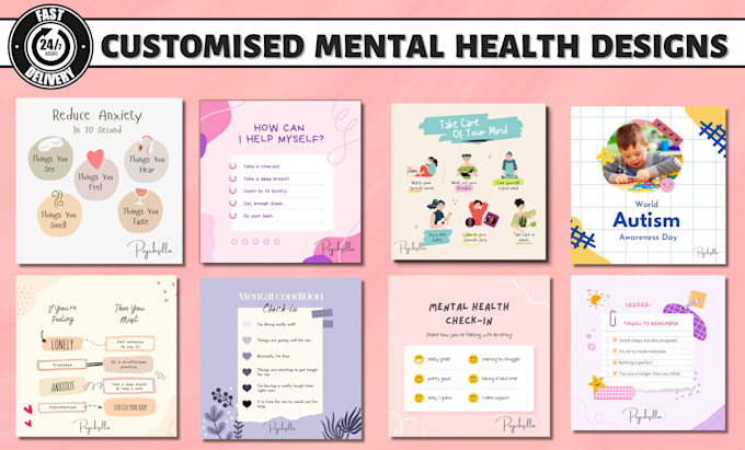 Design mental health and wellness posts and canva templates by ...
