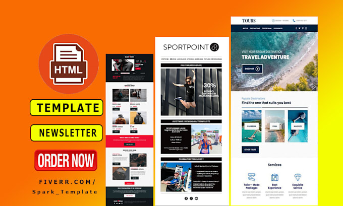 Design html email template newsletter by Spark_template | Fiverr