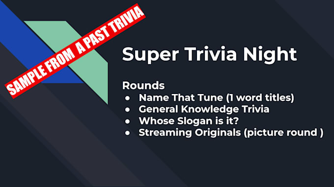Create 4 trivia rounds for you to use for trivia your night by ...