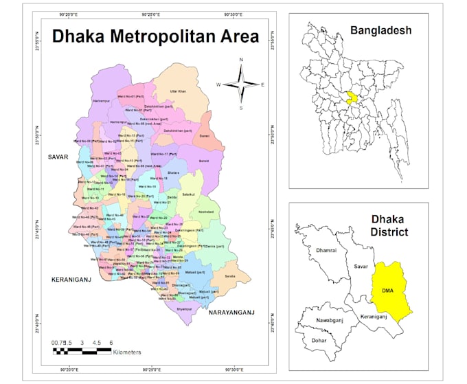 Make a study area map with arcgis by Arifulislam246 | Fiverr