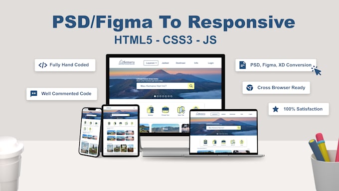 Convert psd or figma into responsive html, css, and javascript by ...