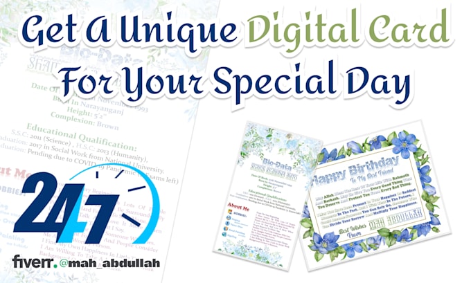 Design a unique digital card for your special one by Mah_abdullah | Fiverr