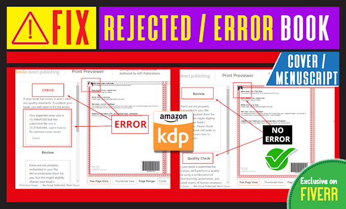Fix error rejected book cover modify resize for kdp by Abubakkar02 | Fiverr