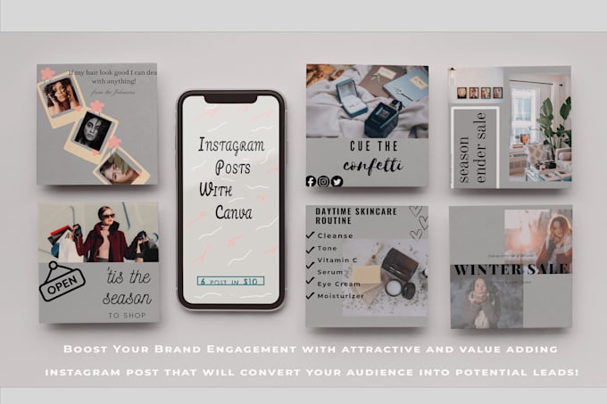 Design instagram carousel feed post, facebook posts, with free stories ...