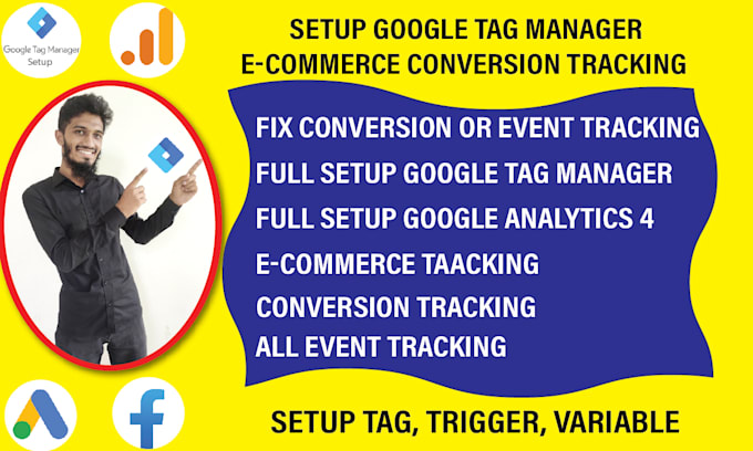 Setup google tag manager, analytics 4, ga4 ecommerce conversion tracking in gtm by Dm_ads ...