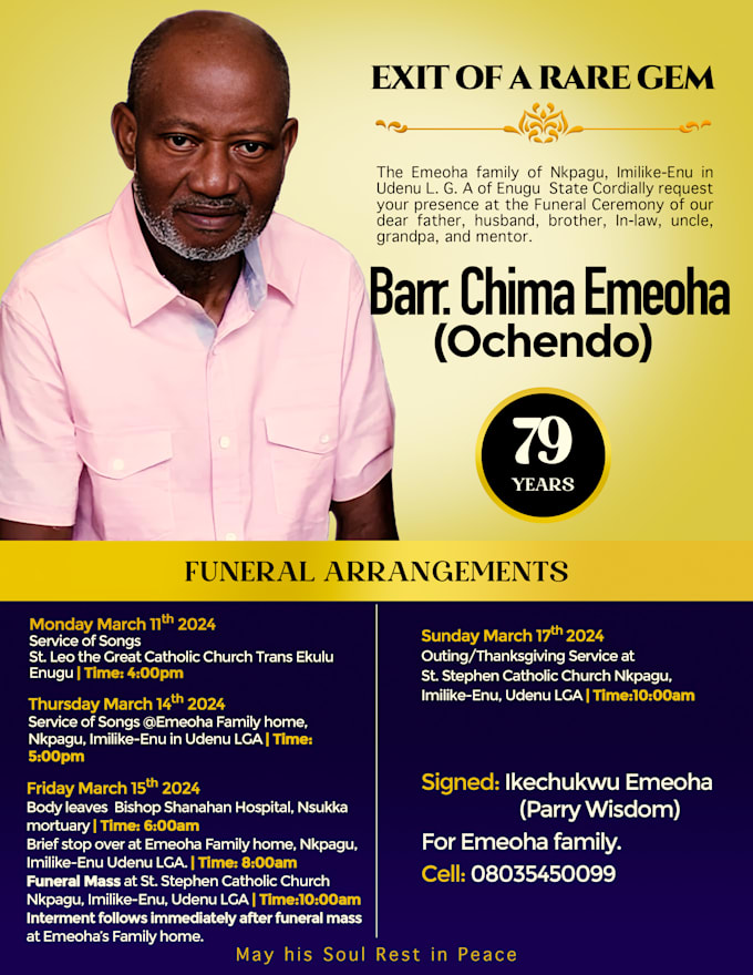 Design funeral flyer and program, obituary poster, memorial by ...