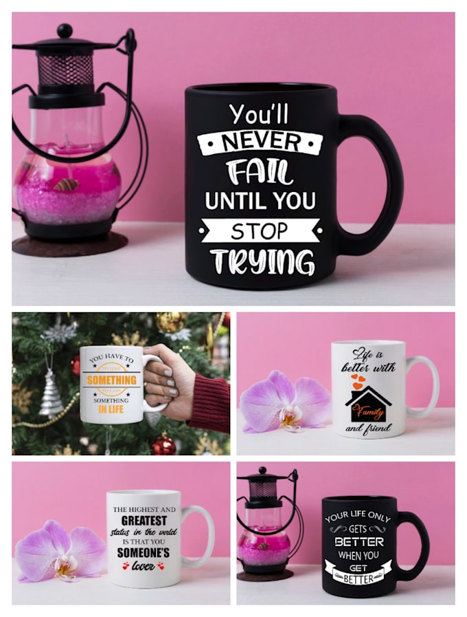 Create 3 beautiful coffee mug print design with png files by ...