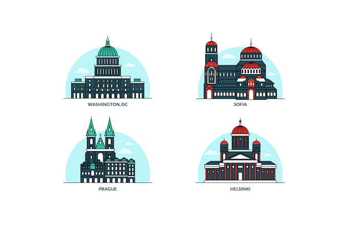Drow buildings and landmarks into vector art by Fahi1990 | Fiverr