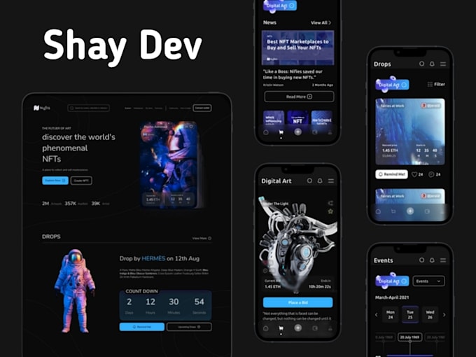 Ui ux design, crypto website, nft ui, nft art minting ui ux prototype by Shay_dev | Fiverr