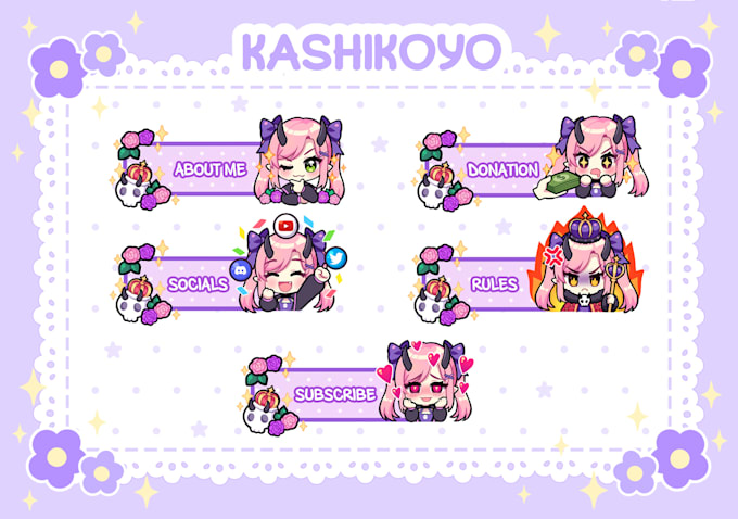 Draw Chibi Twitch Panels For Streamers By Kashikoyo Fiverr
