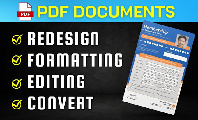 Do redesign pdf fillable form and retype documents by Sayses | Fiverr