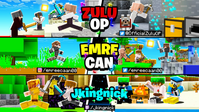 Make a minecraft youtube banner by Emreecaan | Fiverr