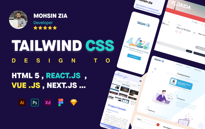 Do Tailwind Css Website Development In React Js Vue Js By Mohsinziadev Fiverr