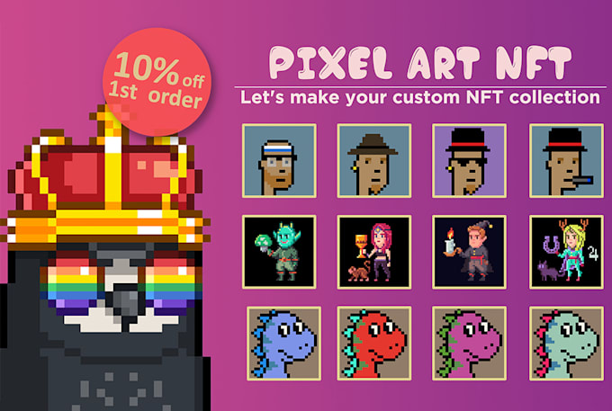 Create successful pixel art nft collection by Zefron_studio | Fiverr