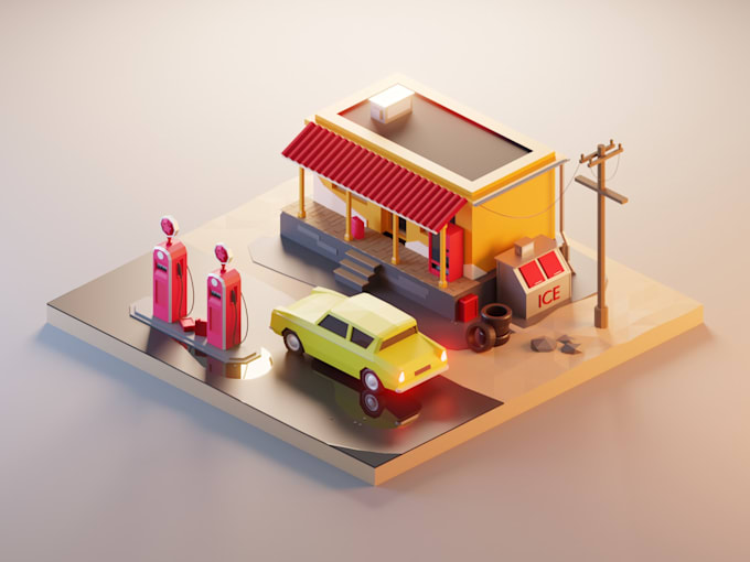 Create an isometric 3d models and 3d environment illustration by ...