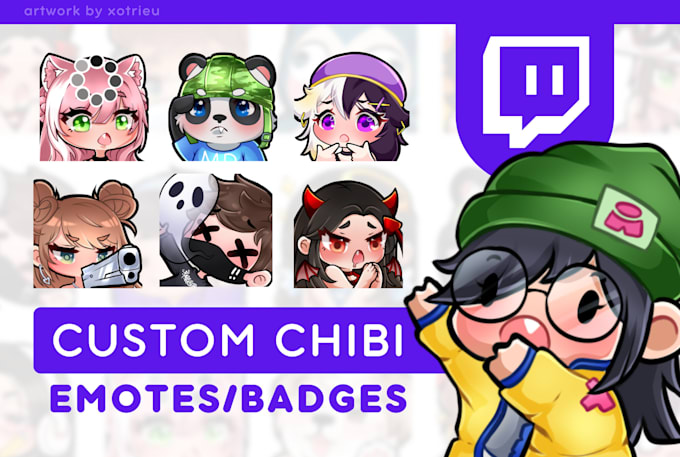 Create Cute Custom Chibi Twitch Emotes And Sub Badges By Xotrieuu Fiverr