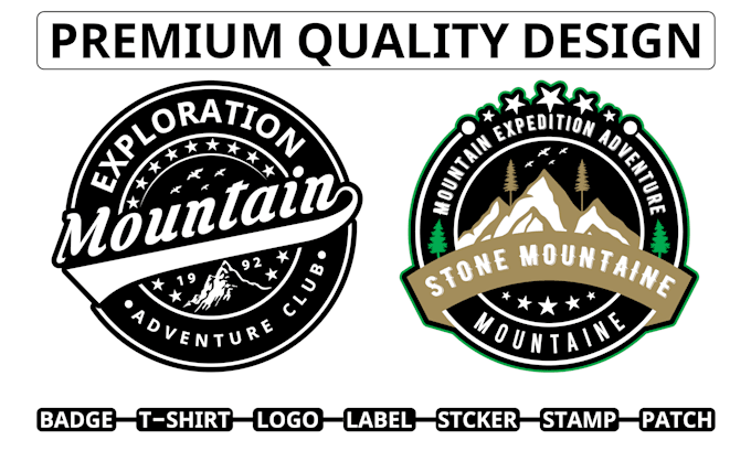 Do typography badge stamp design sticker design graphic badge logo or t ...