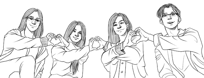 Draw you in a line art style drawing by Richardliii | Fiverr