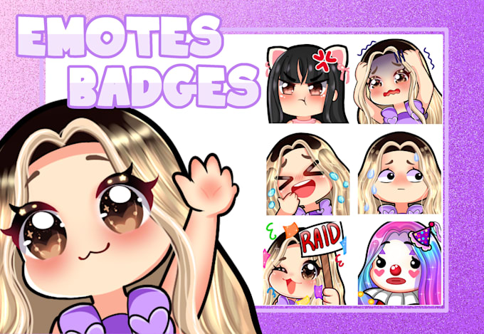 Draw chibi cute emotes and sub badges by Naieri | Fiverr