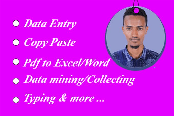 Data entrycopy pasttypingexcel datadata miningpdf convertimage to pdf word by Mohaluche | Fiverr