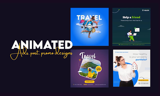 Create animated social posts, gifs, and ads banner by Motiongi | Fiverr