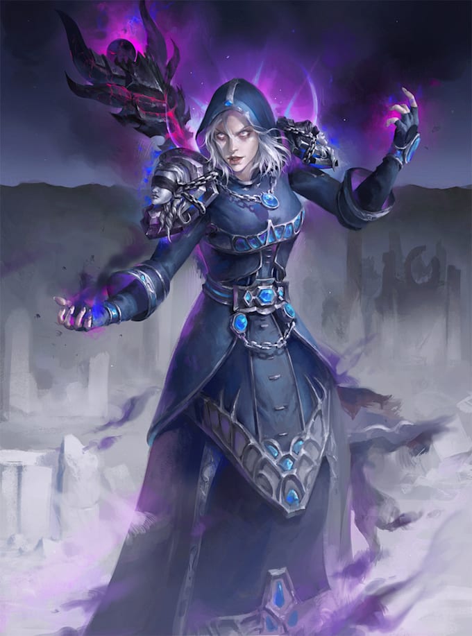 Create realistic fantasy, dnd character, book cover design