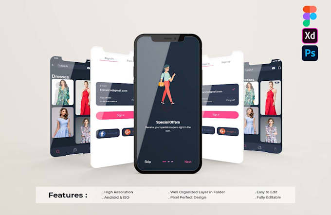 Design creative mobile app ui ux in figma and adobe xd by Litusamadder | Fiverr