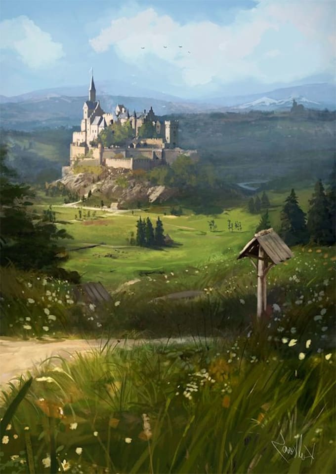 Create fantasy environment concept art , landscape and etc by ...