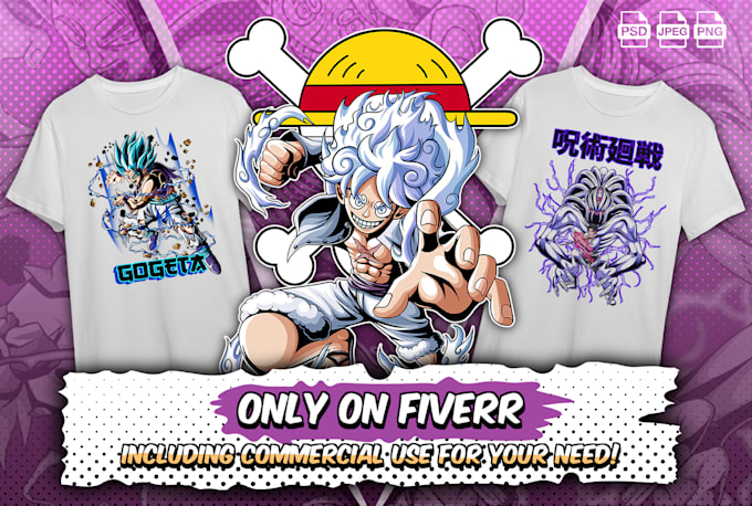 Do custom anime t shirt and merch design for amazon and print on demand ...