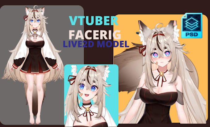 Make vtube live2d character model, vtuber anime model, rigging and ...