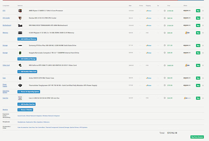 Make a pc part list and help you build your computer by Lphilip16 | Fiverr