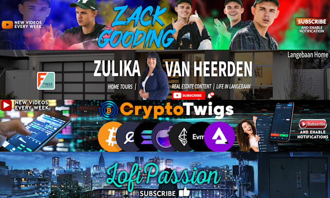 Design epic youtube channel banner thumbnail cover art and logo for you ...