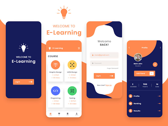 Create e learning app, school app, kid learning app, online course app ...