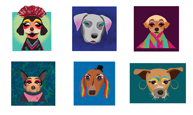 Create a drag queen cartoon illustration of your dog by Andybirkeymn ...