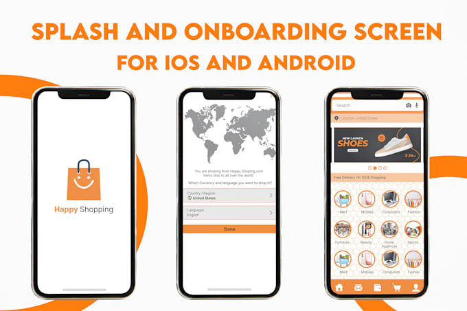 Design splash screen and onboarding screen for mobile app by Ahmad_faraz_ | Fiverr