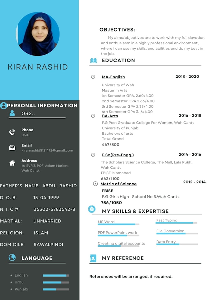 Design cv or resume professional and personal as well by Kiran5121472 | Fiverr