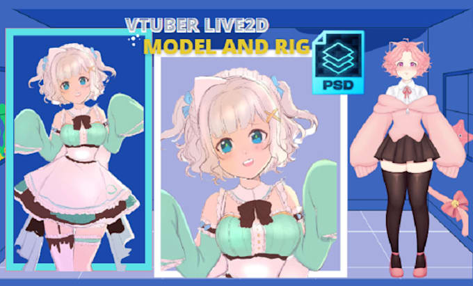 Create amazing rigged 2d vtube model, live2d character design, vseeface ...