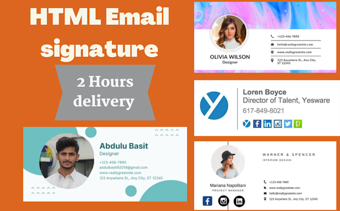Make clickable html email signature for gmail and outlook by Abasit52 | Fiverr