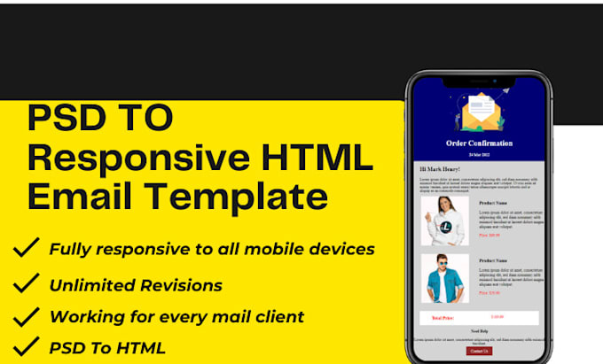 Convert psd to responsive html email template by Infiumar | Fiverr