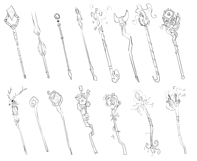 Design simple concept art sketches for weapons and guns by Zer0101101 ...
