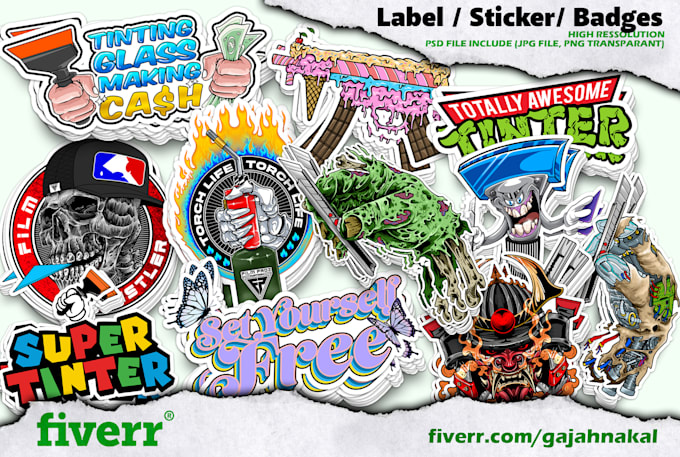 Create sticker designs for labels and merchandise by Gajahnakal | Fiverr