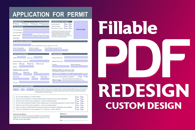 Redesign fillable pdf fillable form, fix, creation document by ...